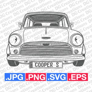 Mini Cooper S Classic 1967 Front Car SVG Clip Art Graphic Art Instant ...
