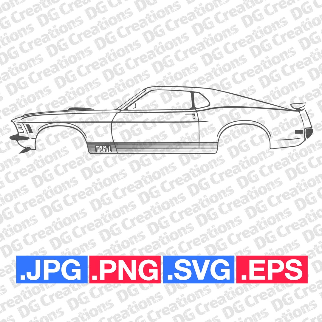 Ford Mustang Mach 1 Fastback 1970 Car SVG Clip Art Graphic Art Instant ...