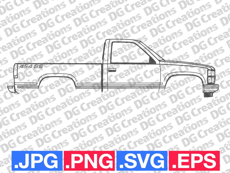 Chevrolet 454 SS Pick up Truck 1991 Silhouette Car SVG Clip - Etsy