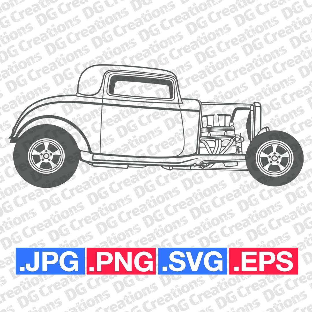 Ford Classic 1932 Streetrod Silhouette Car SVG Clip Art Graphic Art ...