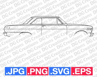 Chevrolet Nova 1962 3QRT Muscle Car SVG Clip Art Graphic Art Instant ...