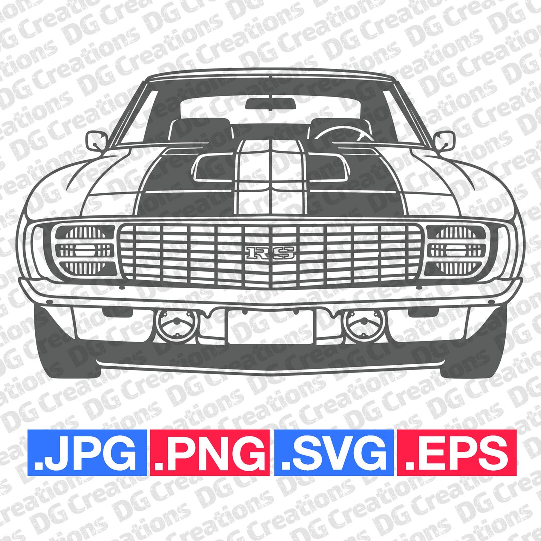 Camaro 1969 RS Front Car SVG Clip Art Graphic Art Instant Download ...