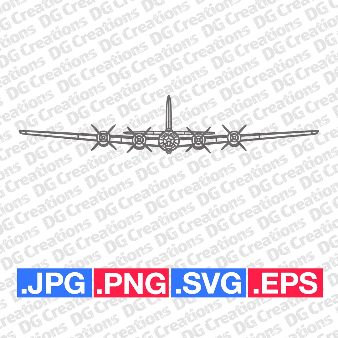 B-29 Superfortress Vintage Bomber Front Airplane WW2 Era SVG Clip Art ...
