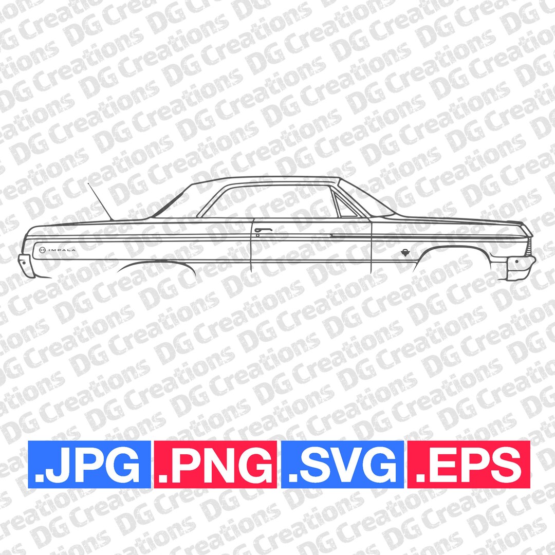 Chevrolet Impala Hardtop 1964 Car SVG Clip Art Graphic Art Instant ...