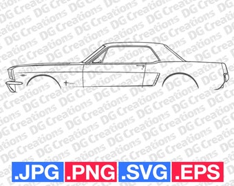 Ford Mustang Coupe 1965 Front Car SVG Clip Art Graphic Art Instant ...