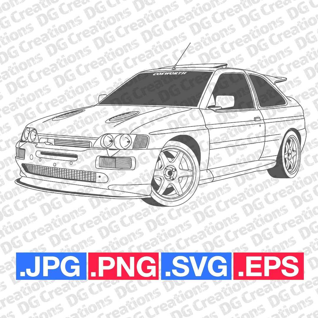 Ford Escort RS Cosworth Sierra Car SVG Clip Art Graphic Art Instant ...