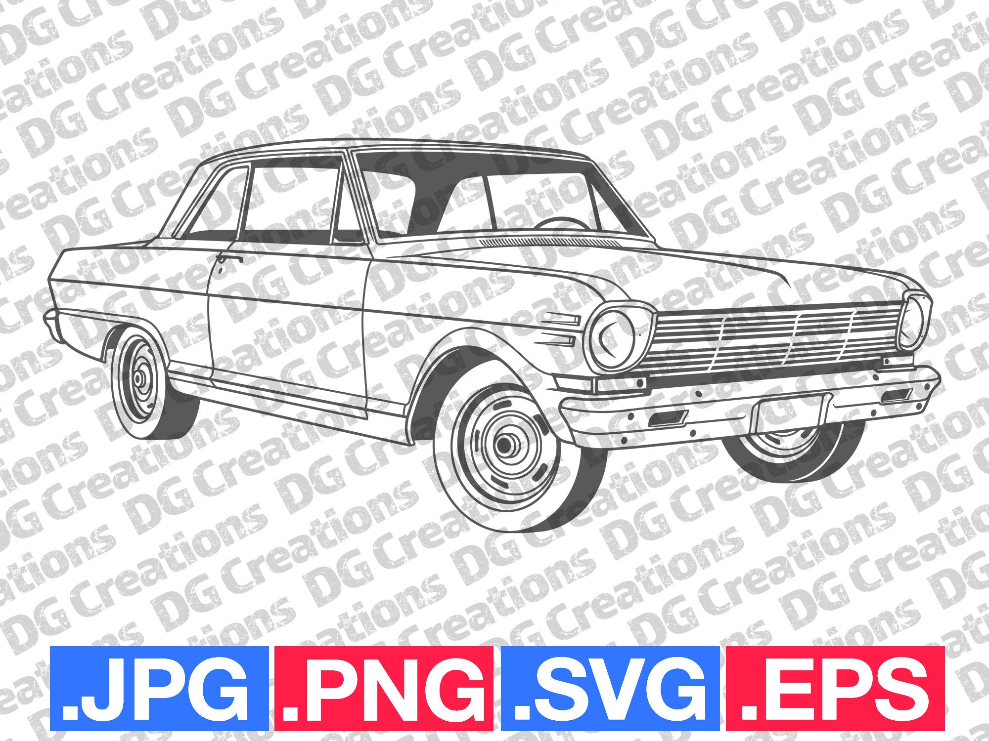 Chevrolet Nova 1962 3QRT Muscle Car SVG Clip Art Graphic Art - Etsy
