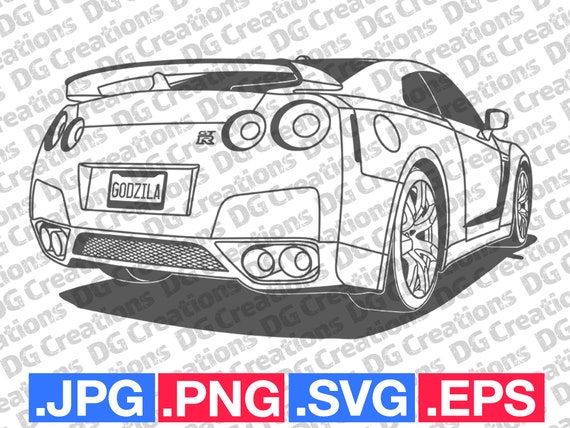 Nissan GT-R Skyline Rear Sportscar Car SVG Clip Art Graphic - Etsy
