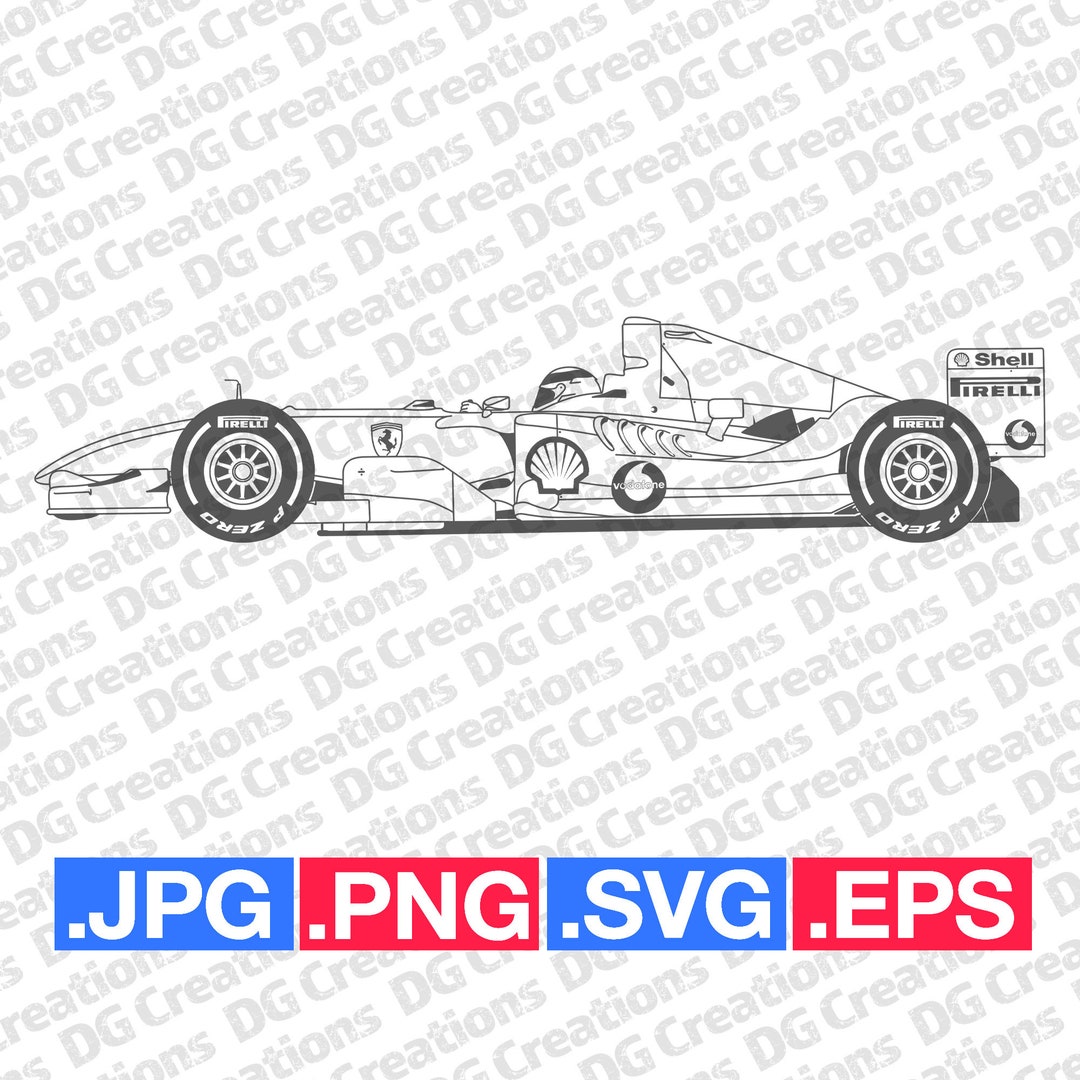 Ferrari F1 Formula 1 Racecar Car SVG Clip Art Graphic Art Instant ...