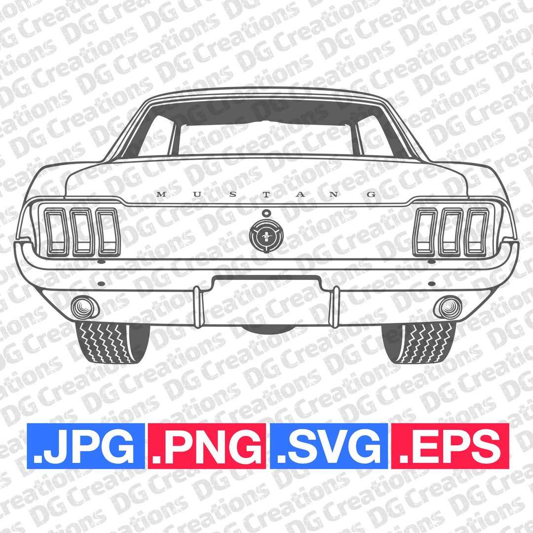 Ford Mustang Coupe 1967 Rear Car SVG Clip Art Graphic Art Instant ...