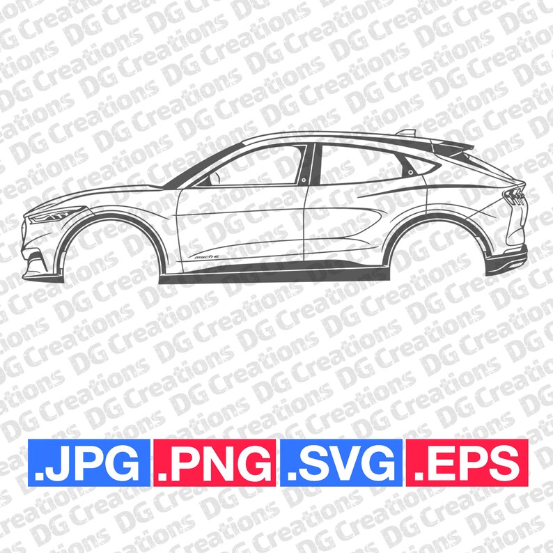 Ford Mustang Mach-e 2022 EV SUV Car SVG Clip Art Graphic Art Instant ...