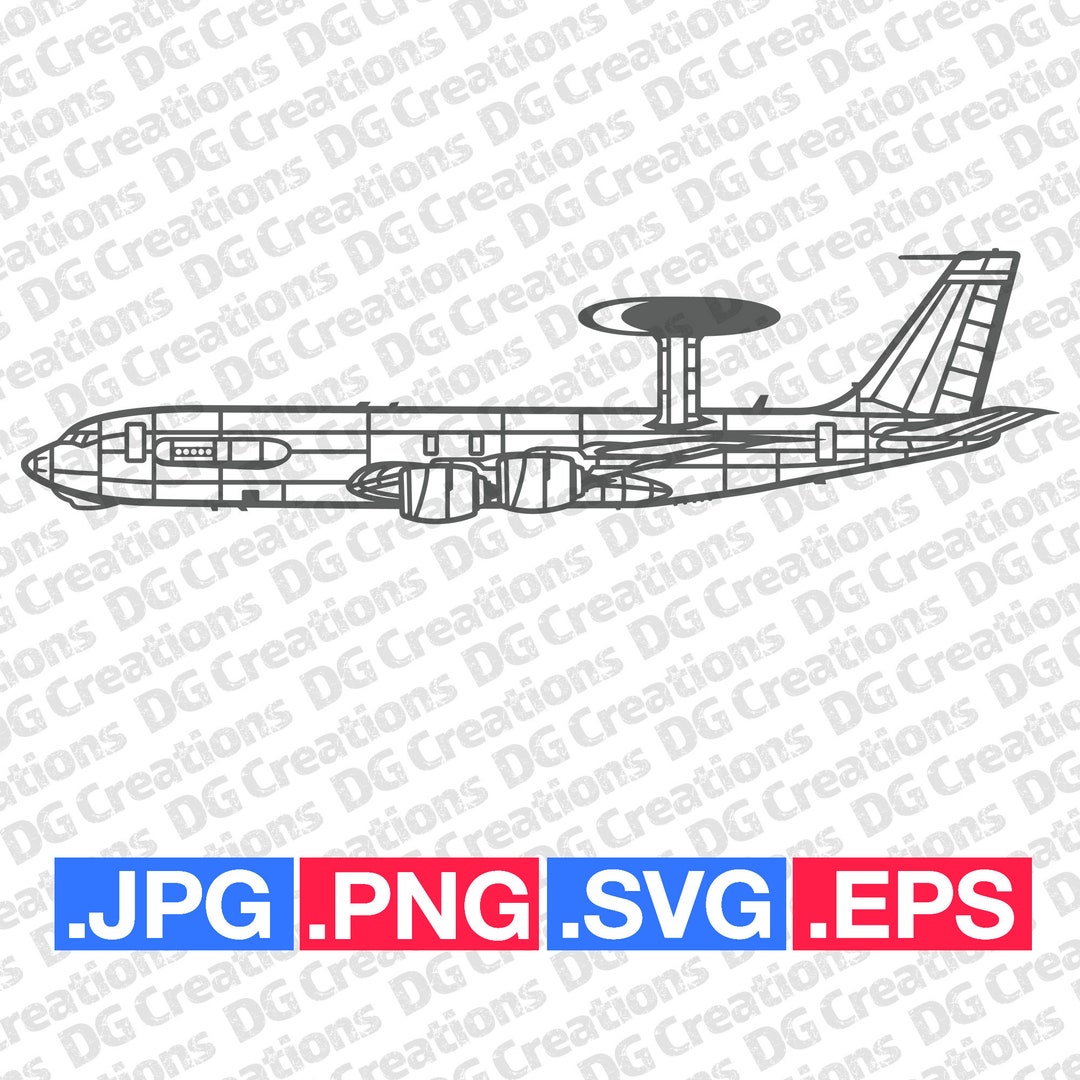 E-3 Sentry AWACS Plane Modern Military Airplane Side SVG Clip Art ...