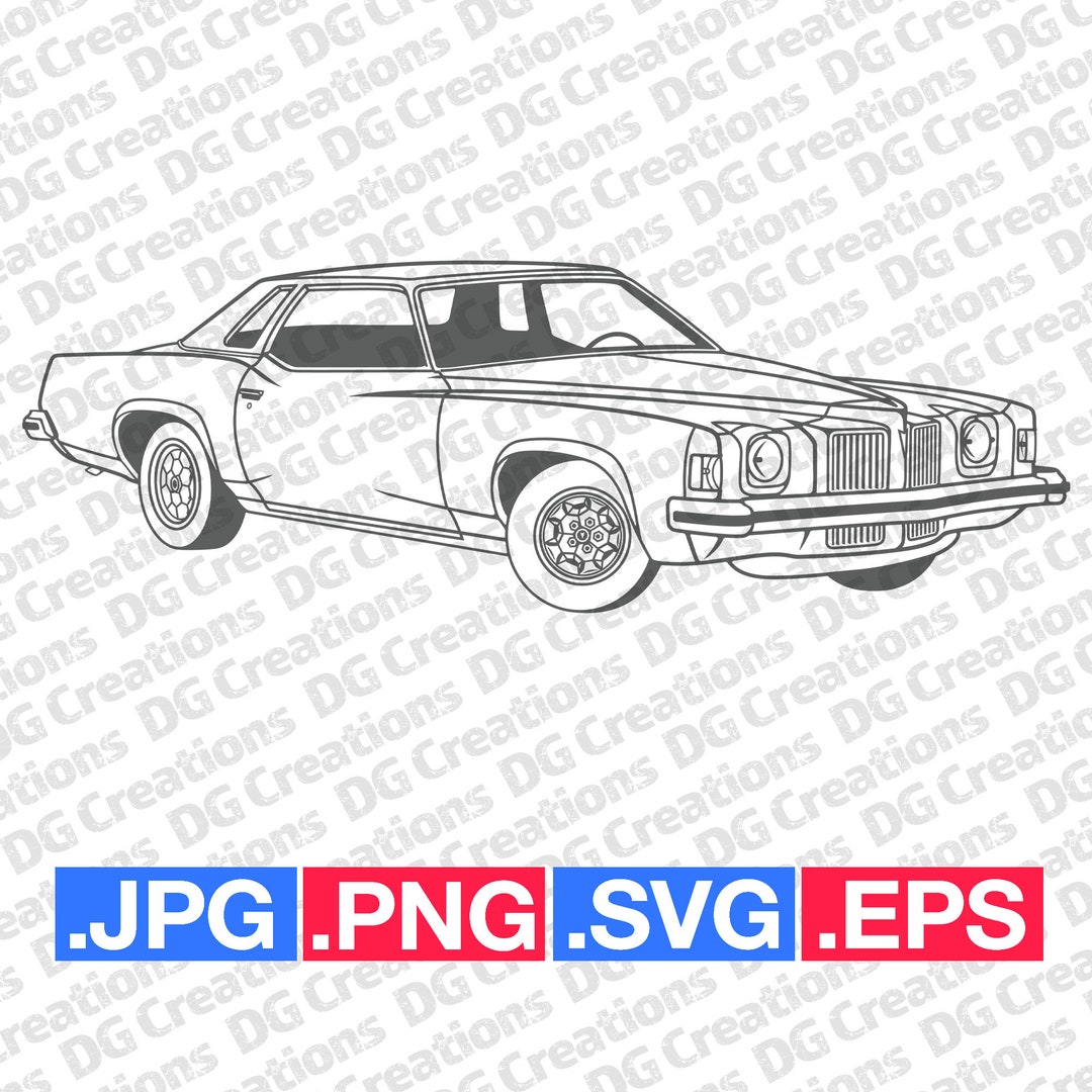 Pontiac Grand Prix 1973 3QTR Silhouette Car SVG Clip Art Graphic Art ...