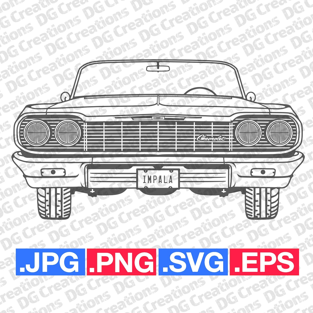 Chevrolet Impala Convertible 1964 Front Car SVG Clip Art Graphic Art ...