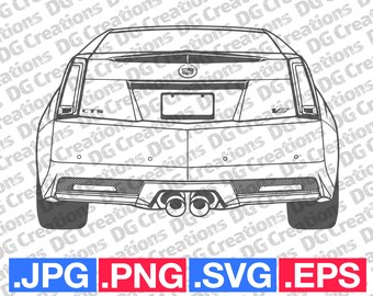 Cadillac CTS-V Sedan 2014 Rear Car SVG Clip Art Graphic Art | Etsy