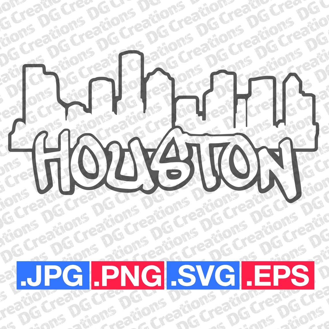 Houston Skyline Silhouette SVG Clip Art Graphic Art Instant Download ...