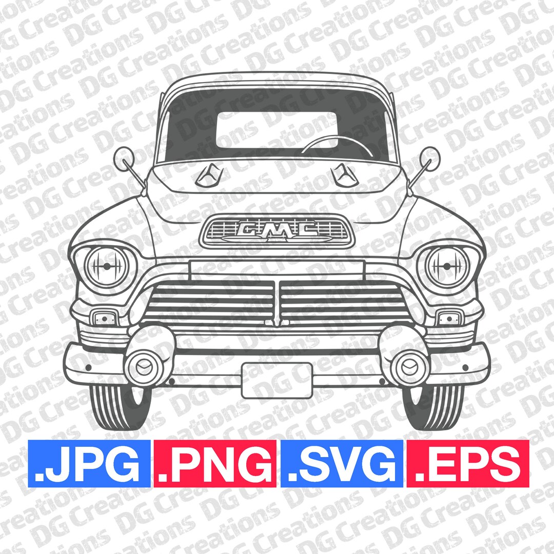 GMC 250 Pick up Truck 1957 Front Car SVG Clip Art Graphic Art Instant ...