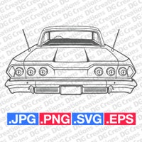 Impala SS Sport Coupe 1966 Car SVG/EPS Outline - Printable, Cricut ...
