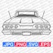 Chevrolet Impala 1963 Hardtop Rear Car SVG Clip Art Graphic Art Instant ...
