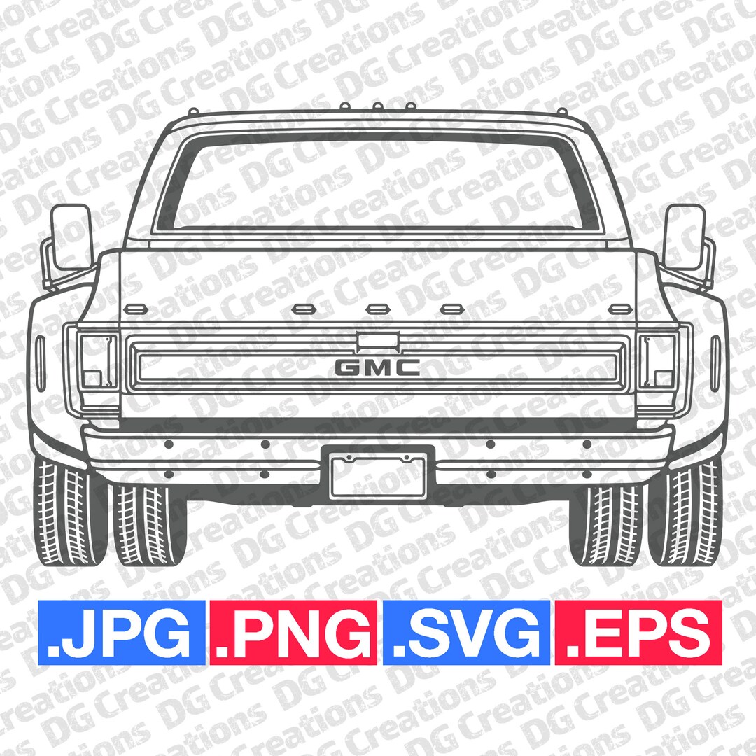 GMC 3500 Dually Pick up Truck 1975 Rear SVG Clip Art Graphic Art ...