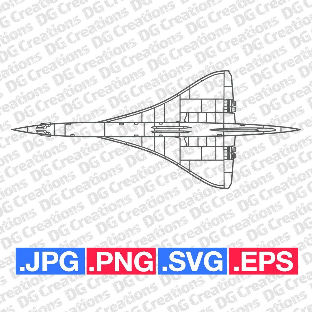 Concorde Top View Plane Supersonic Airliner Airplane SVG Clip Art ...