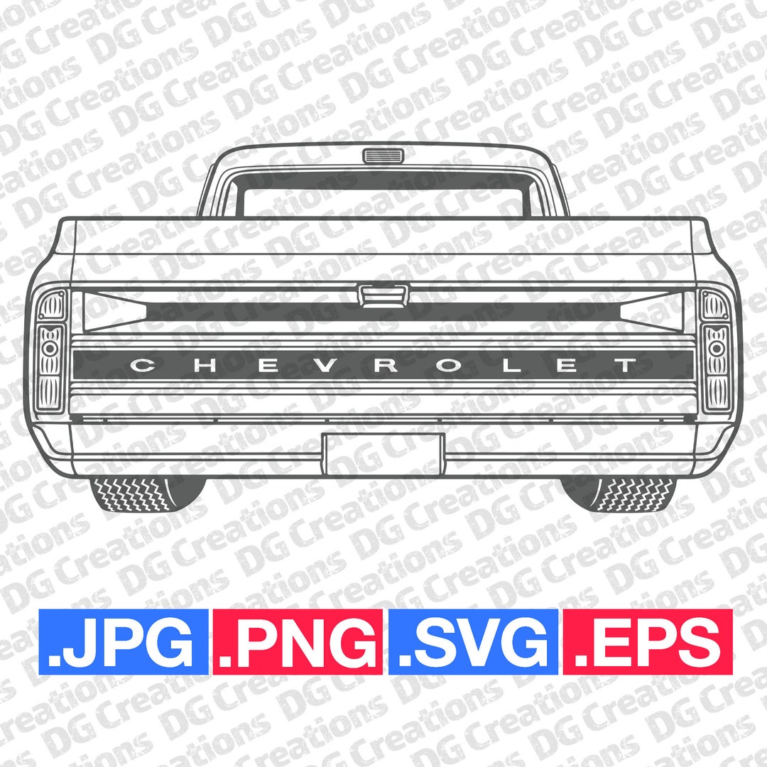 Chevrolet C10 Pick up Truck 1970 Rear SVG Clip Art Graphic Art Instant ...