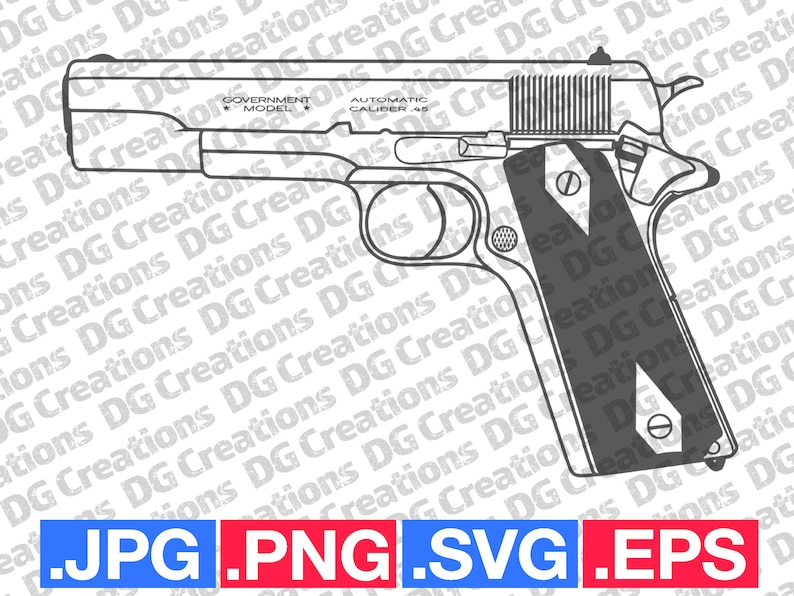 Classic 1911 .45ACP Semi-auto Pistol SVG Clip Art Graphic Art - Etsy