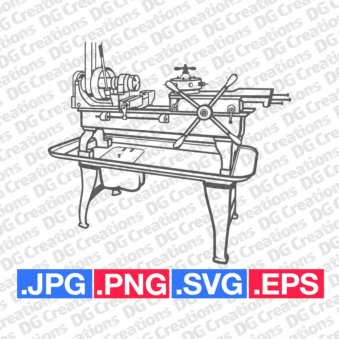 Vintage Machine Lathe Tool Silhouette SVG Clip Art Graphic Art Instant ...