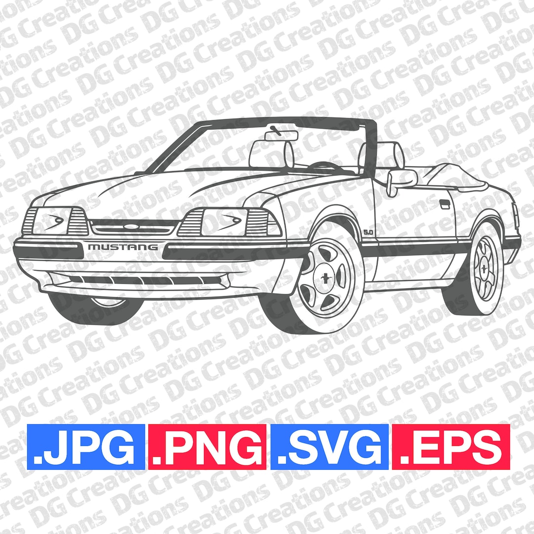 Ford Mustang 5.0 Foxbody Convertible 89 Car SVG Clip Art Graphic Art ...