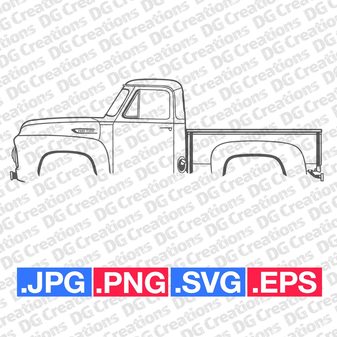 Ford F100 Classic Pick up Truck 1953 Car SVG Clip Art Graphic Art ...