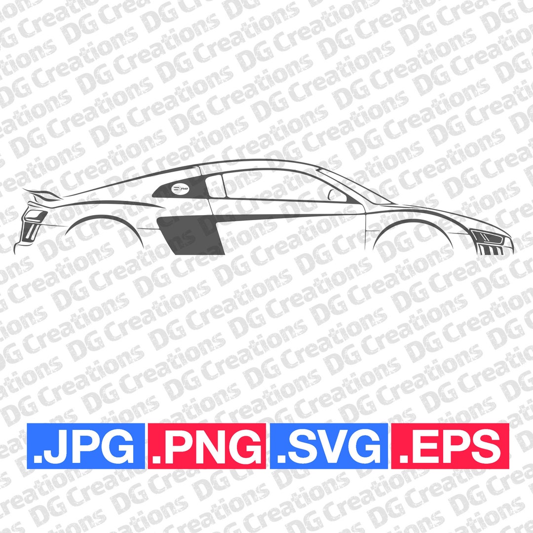 Audi R8 Sportscar Car SVG Clip Art Graphic Art Instant Download Car Illustration Vector Svg Eps ...