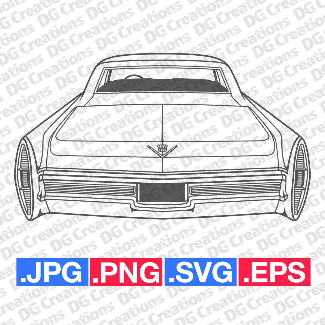 Cadillac Deville 1968 Rear Car SVG Clip Art Graphic Art Instant ...