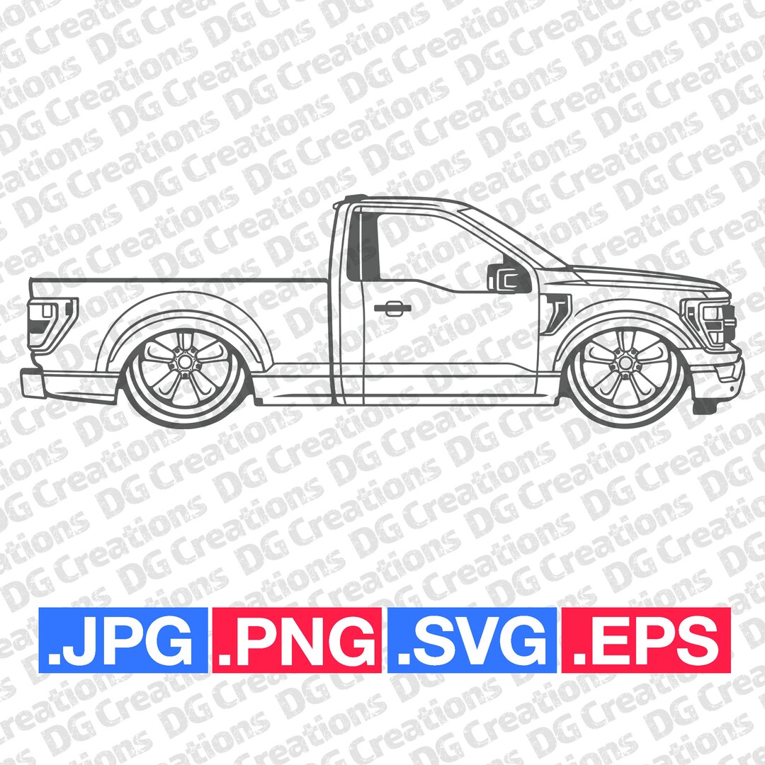 Ford F150 Regular Cab Pick up Truck 2023 Full SVG Clip Art Graphic Art ...