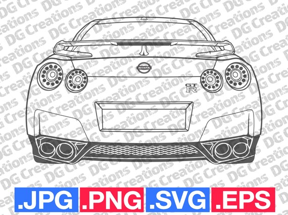 Nissan GT-R 2009 Skyline Rear Sportscar Car SVG Clip Art - Etsy