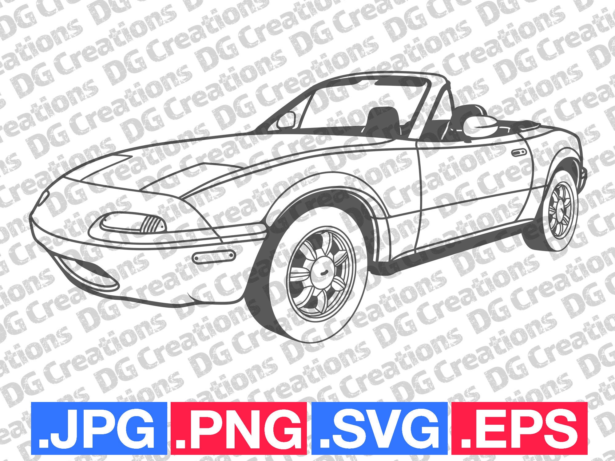 Mazda MX-5 Miata Full Car SVG Clip Art Graphic Art Instant - Etsy