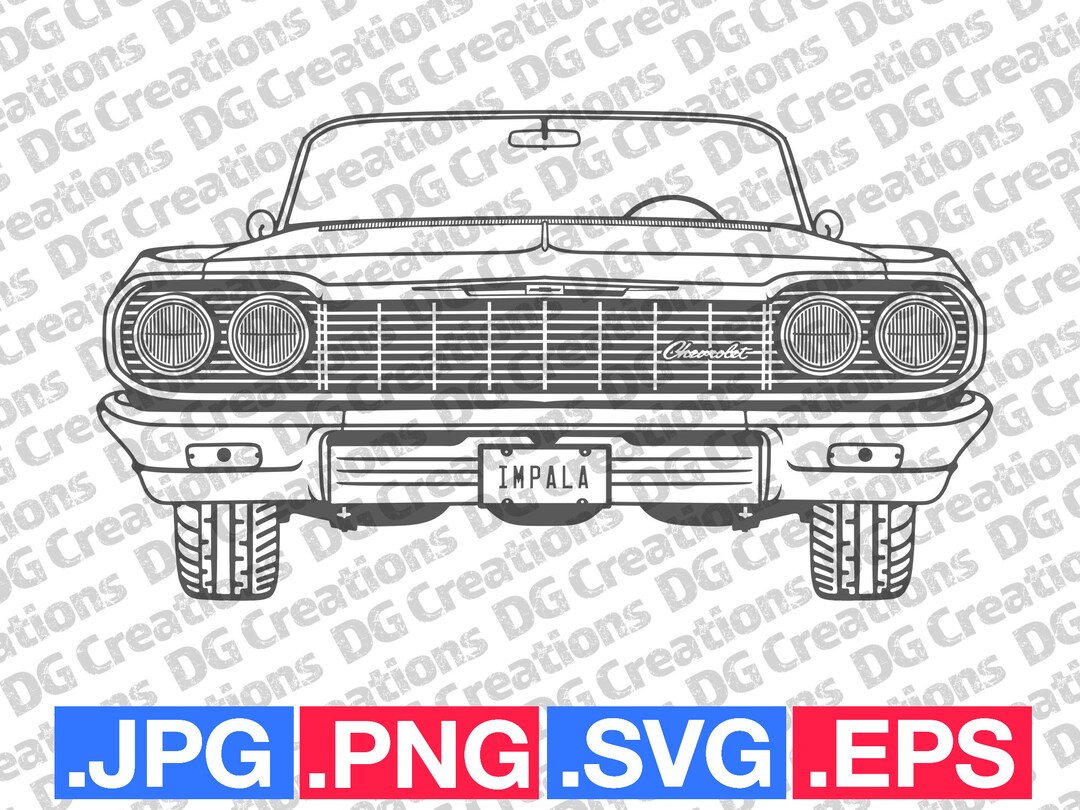 Chevrolet Impala Convertible 1964 Front Car SVG Clip Art - Etsy