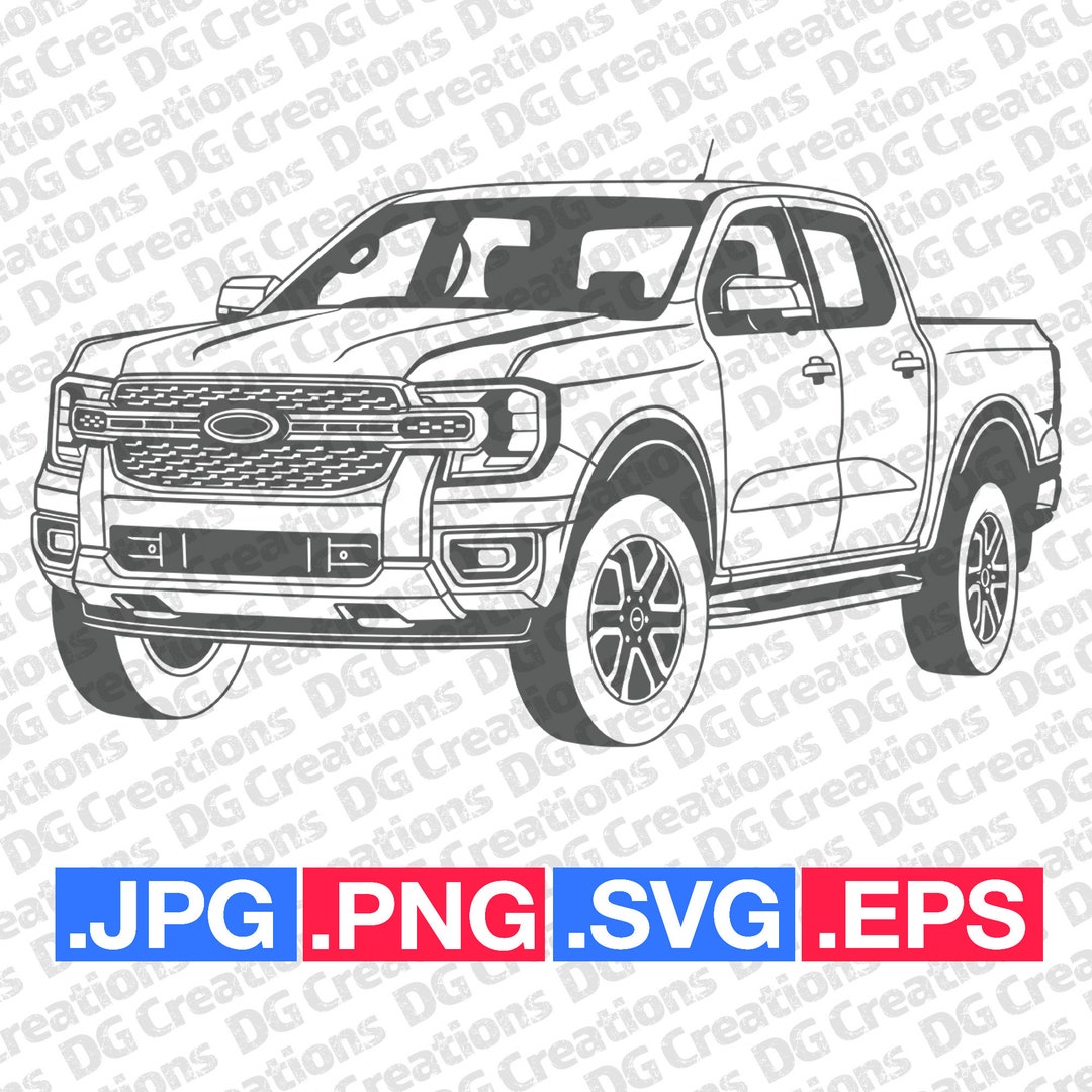 Ford Ranger Lariat 2024 3QTR Pick up Truck SVG Clip Art Graphic Art ...