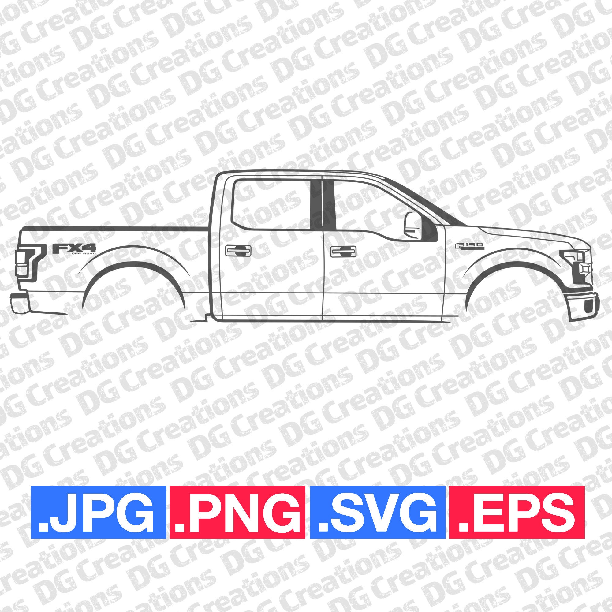 Ford F150 FX4 Pick up Truck 2019 4 Door Car SVG Clip Art Graphic Art ...