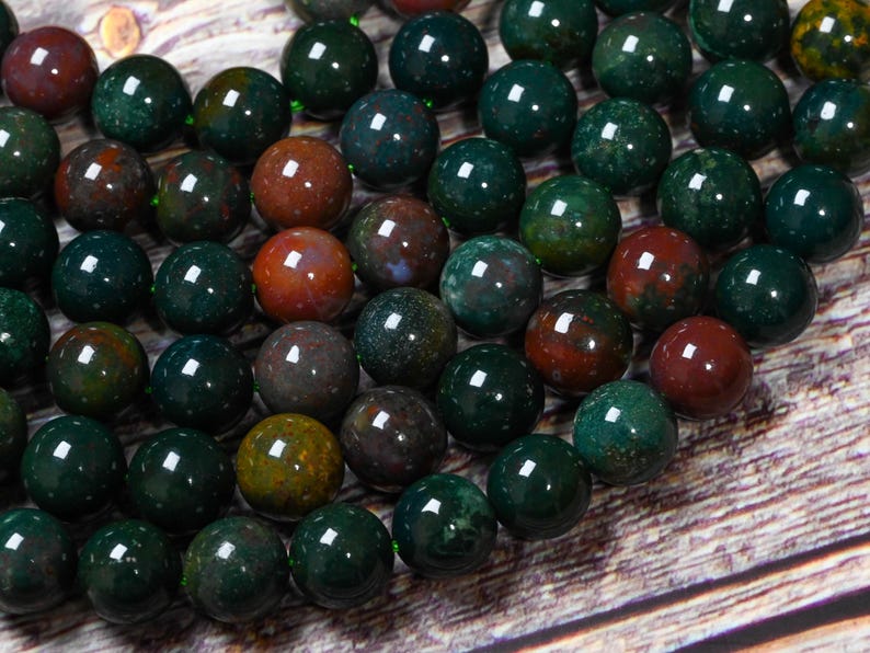 Real Genuine Natural Bloodstone Gemstone Round Beads - 4mm 6mm 8mm 10mm ...
