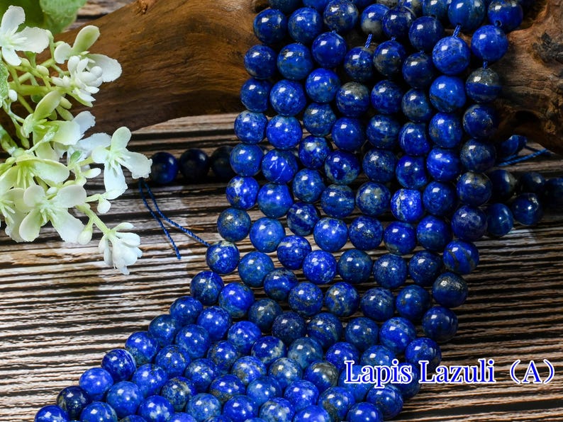 15.5" Lapis Lazuli Gemstone Smooth Beads 4MM 6MM 8MM 10MM 12MM Multiple ...