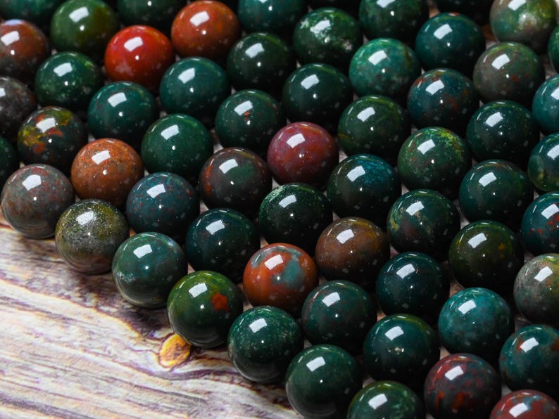 Real Genuine Natural Bloodstone Gemstone Round Beads - 4mm 6mm 8mm 10mm ...