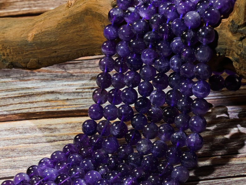 15.5" Purple Amethyst Beads Brazil Genuine Natural Gemstone Smooth ...