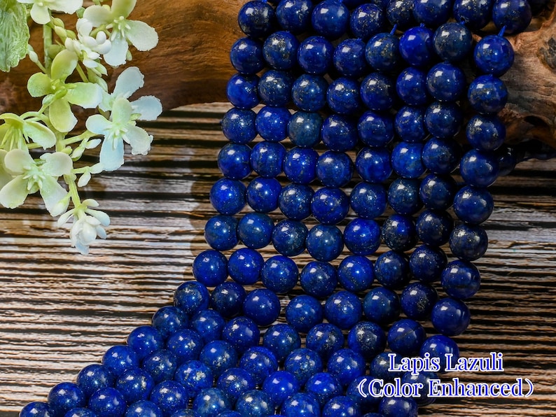 15.5" Lapis Lazuli Gemstone Smooth Beads 4MM 6MM 8MM 10MM 12MM Multiple ...
