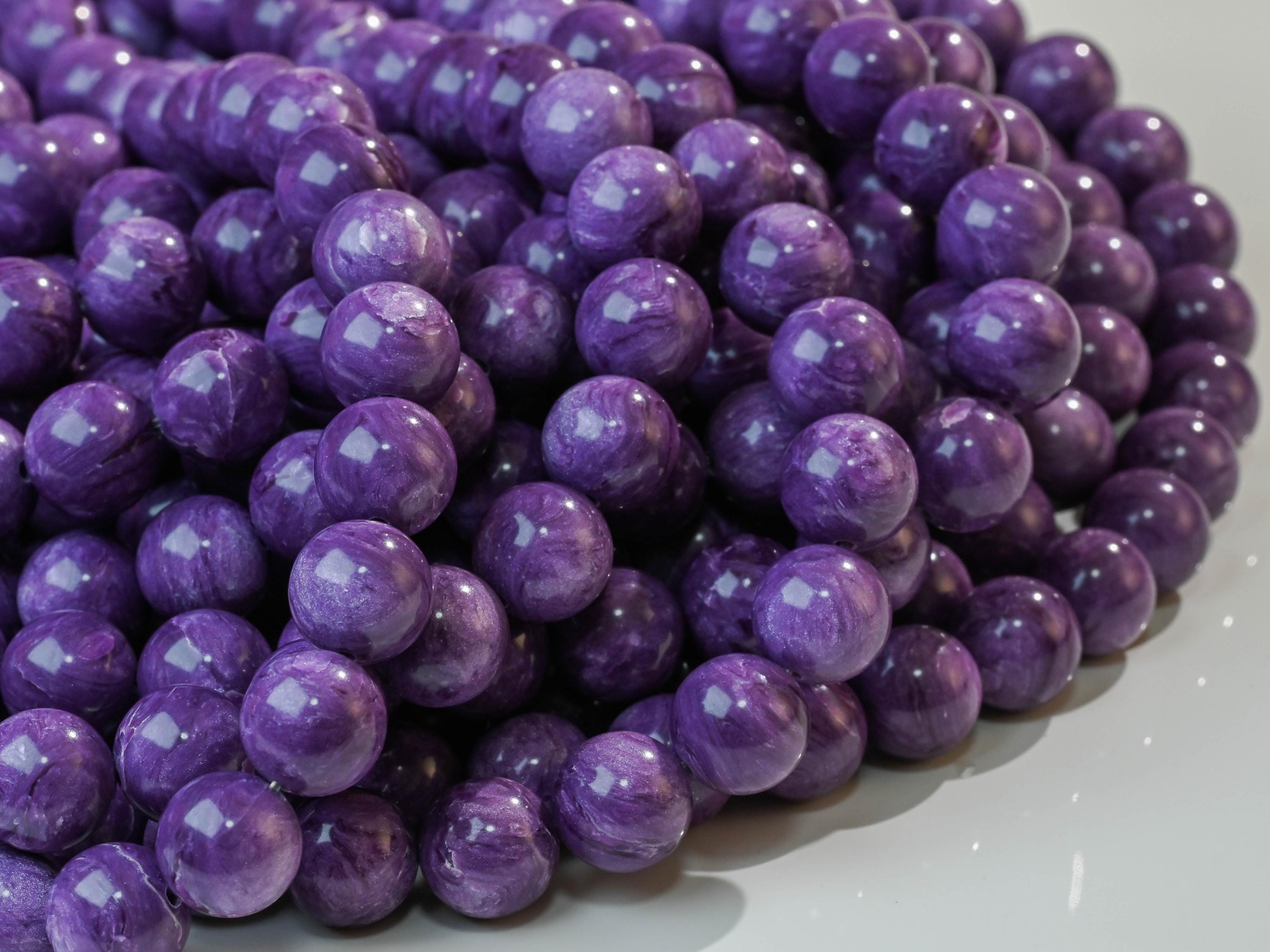 Charoite Purple Color Gemstone Beads Strand - 15.5 Inch Full Strand ...