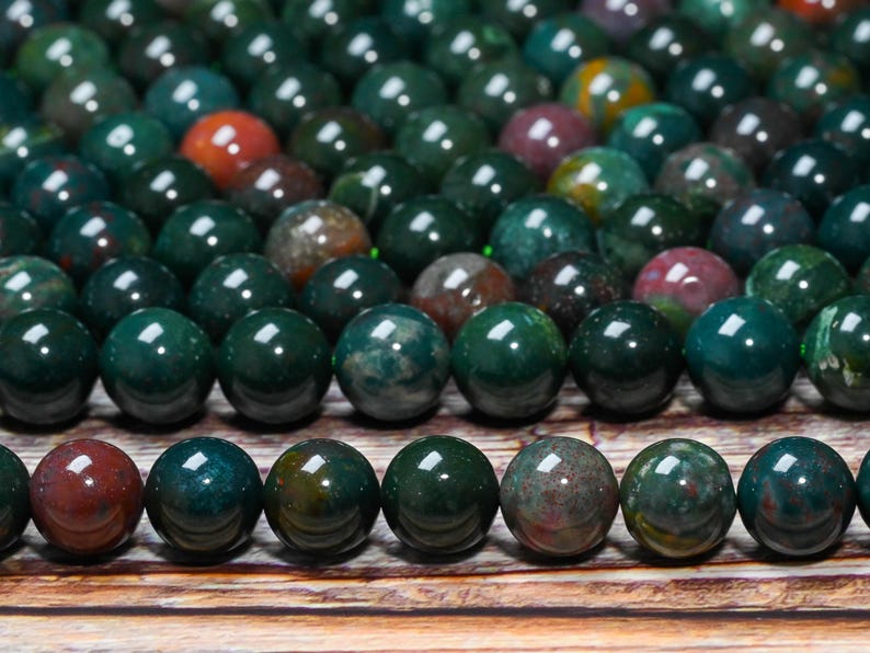 Real Genuine Natural Bloodstone Gemstone Round Beads - 4mm 6mm 8mm 10mm ...