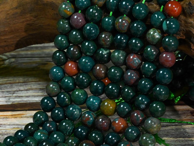Real Genuine Natural Bloodstone Gemstone Round Beads - 4mm 6mm 8mm 10mm ...