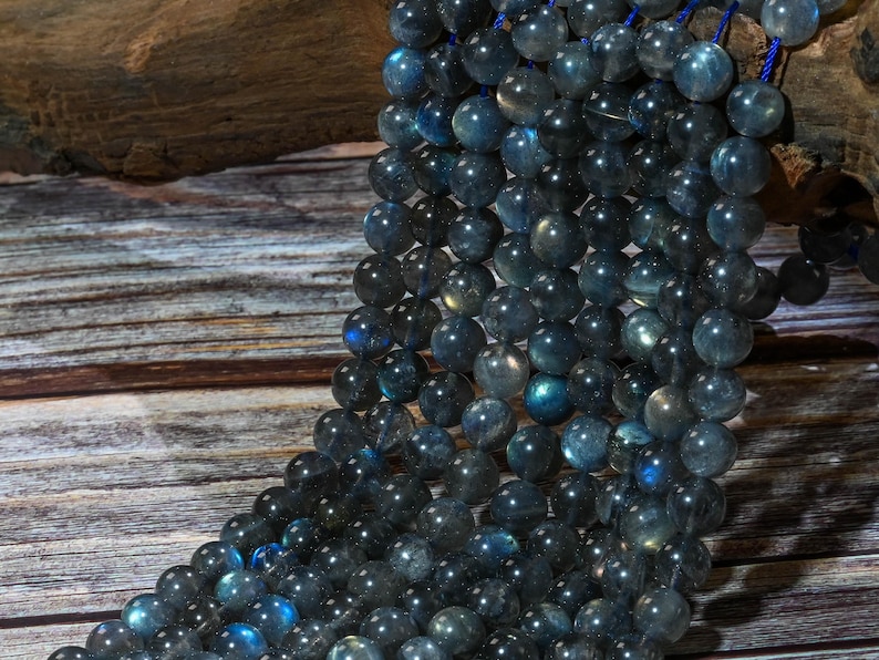 Deep Gray Labradorite Beads Genuine Natural Grade AAA Gemstone Smooth ...