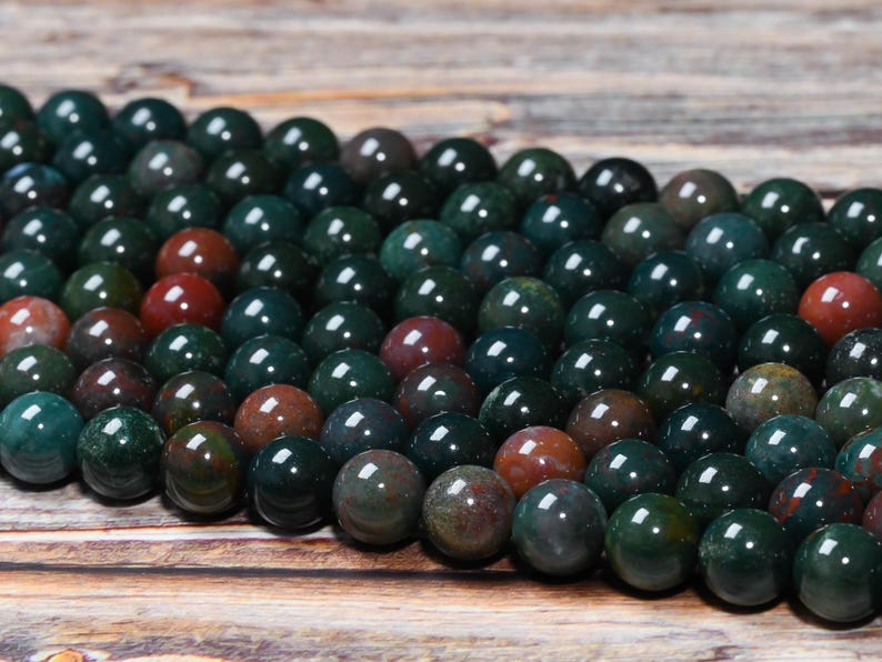 Real Genuine Natural Bloodstone Gemstone Round Beads - 4mm 6mm 8mm 10mm ...