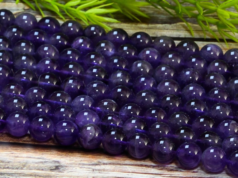 15.5" Purple Amethyst Beads Brazil Genuine Natural Gemstone Smooth ...