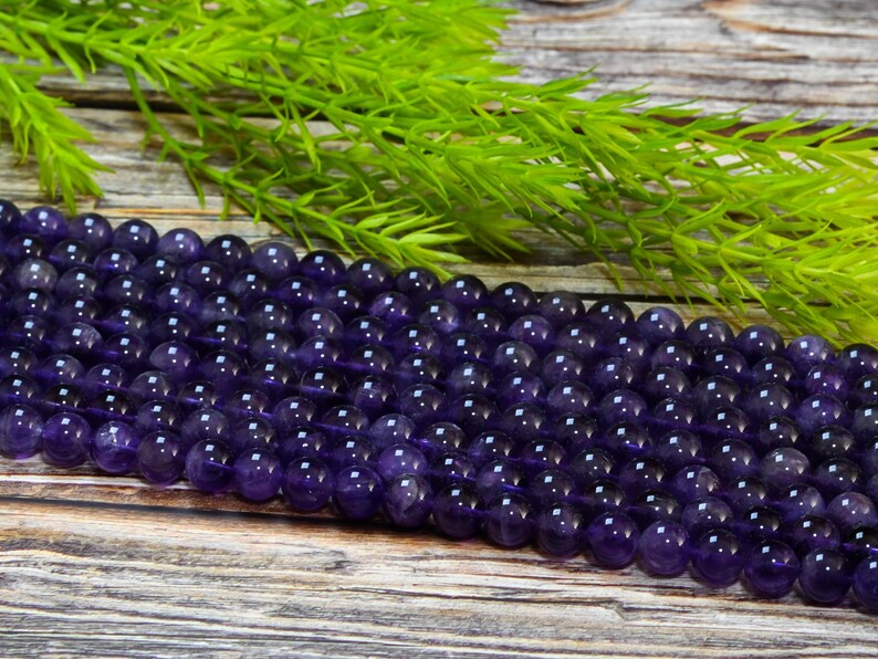 15.5" Purple Amethyst Beads Brazil Genuine Natural Gemstone Smooth ...